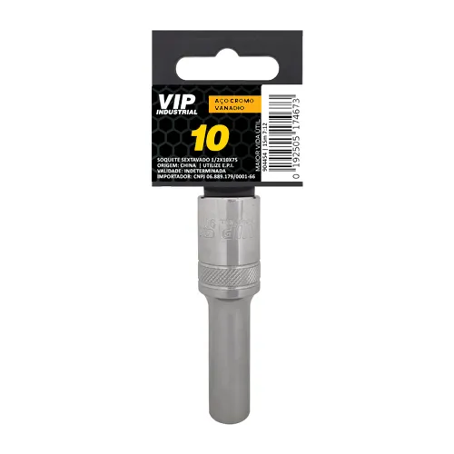 Soquete Sextavado Longo 1/2" x 10mm - Vip Industrial – Tem Ferramentas